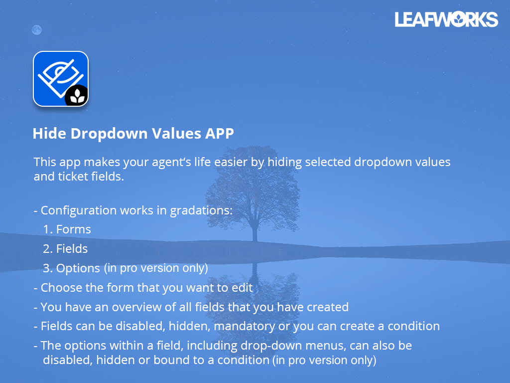Hide Dropdown Values Lite by LEAFWORKS App Integration with Zendesk Support